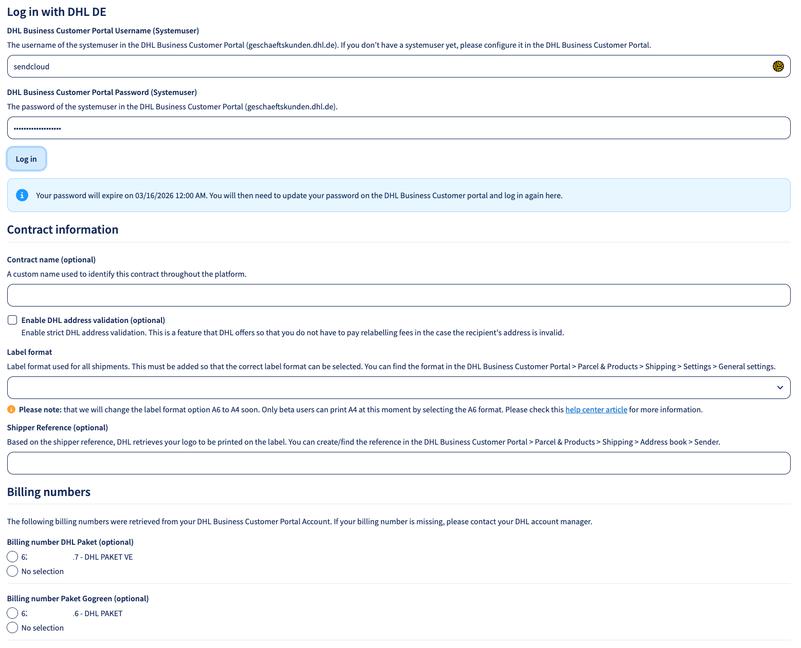 DHL DE - eigener Vertrag – Sendcloud Help Center